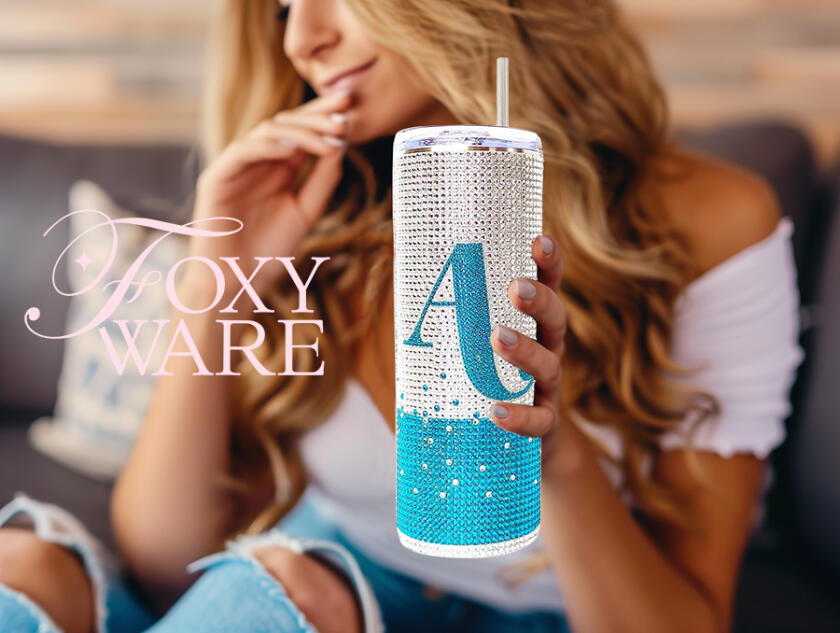 20 Ounce Stainless Steel Rhinestone Skinny Tumbler – Foxyware